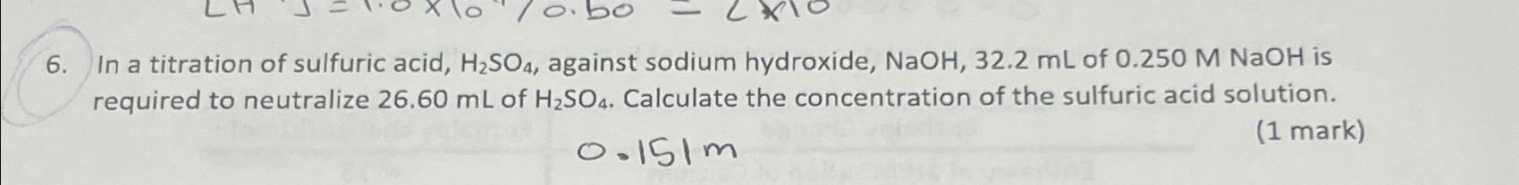 Solved In a titration of sulfuric acid, H2SO4, ﻿against | Chegg.com