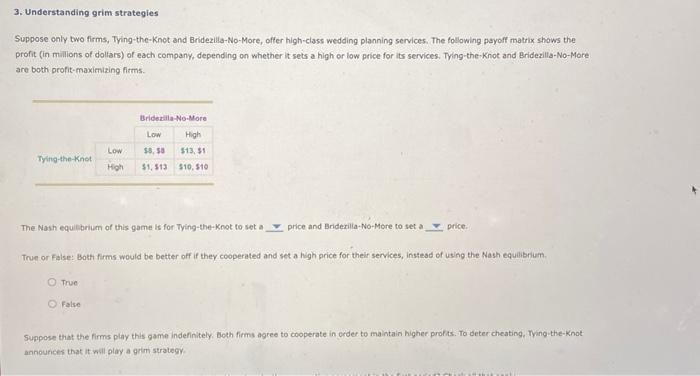 Solved 3. Understanding grim strategies Suppose only two | Chegg.com