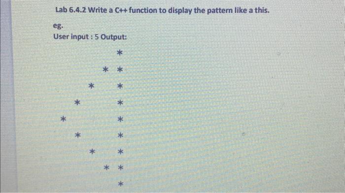 Solved Lab 6.4.2 Write a C++ function to display the pattern | Chegg.com