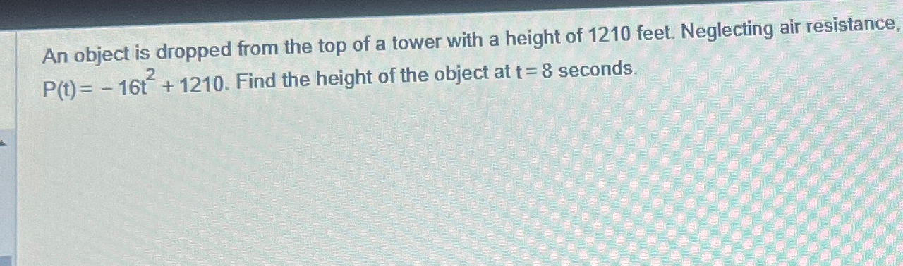 Solved An object is dropped from the top of a tower with a | Chegg.com