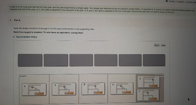 Solved Part AFiank the design scenarics (A through F) ﻿on | Chegg.com