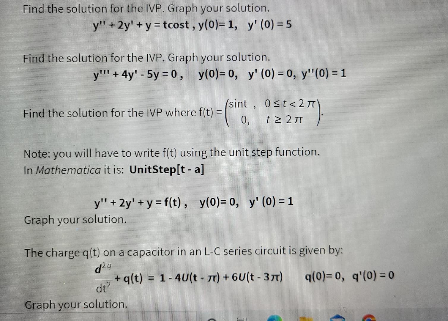Solved Find the solution for the IVP. Graph your solution. | Chegg.com
