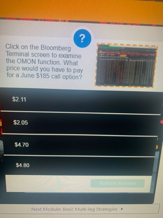 ? Click on the Bloomberg Terminal screen to examine | Chegg.com