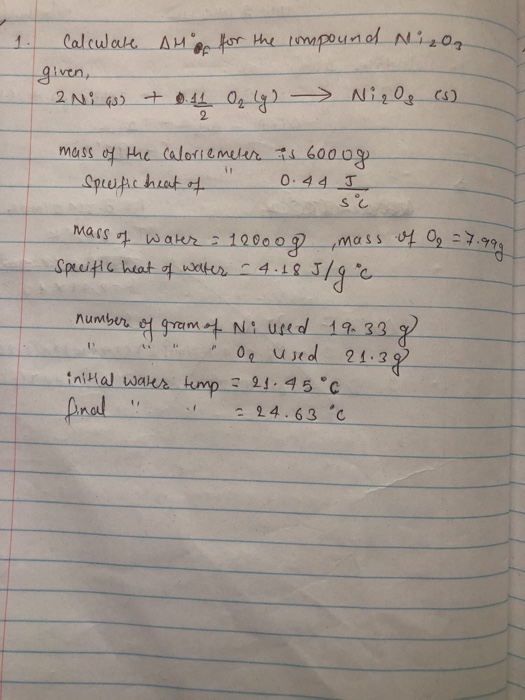 Solved Calculate AM o for the compound Nizoz given, 2 Nias) | Chegg.com