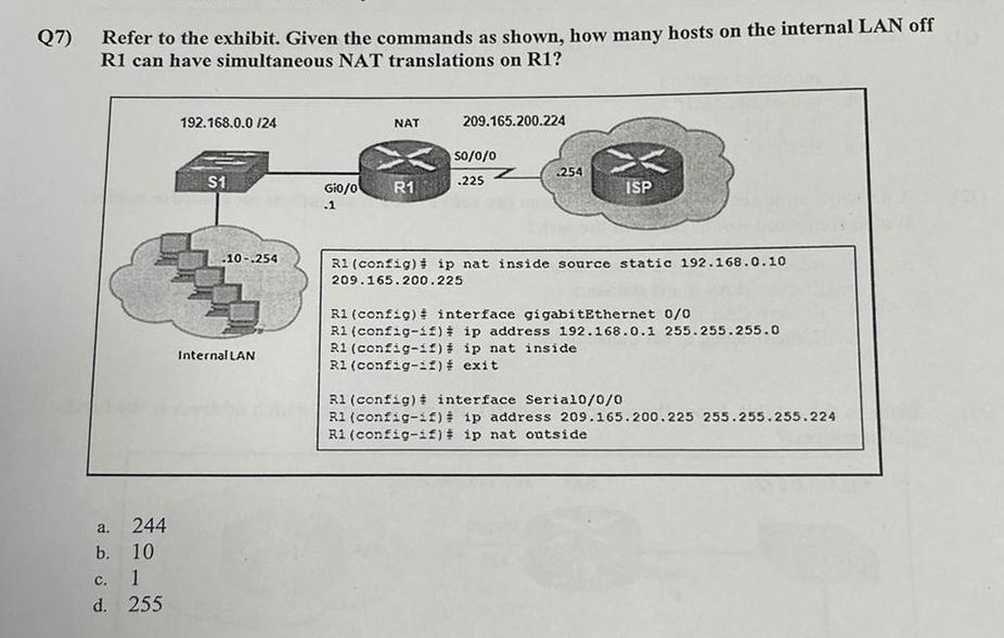 Solved Q7) ﻿Refer to the exhibit. Given the commands as | Chegg.com