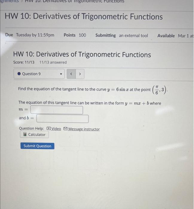 Solved HW 10: Derivatives of Trigonometric Functions Due | Chegg.com