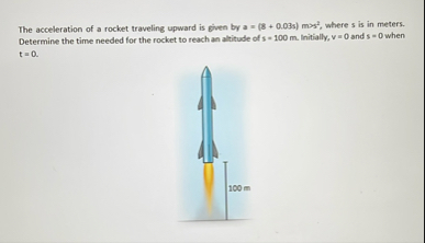 Solved The acceleration of a rocket traveling upward is | Chegg.com