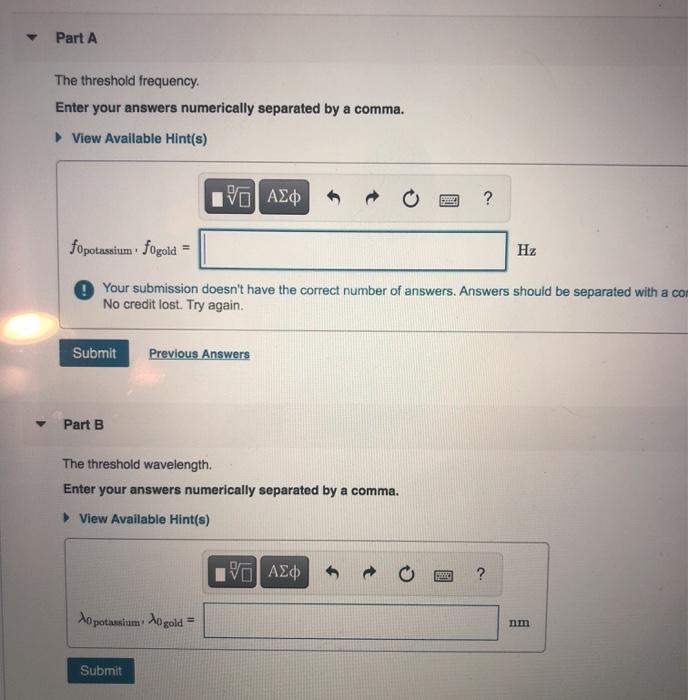 Solved Maps Potassium and gold cathodes are used in a | Chegg.com