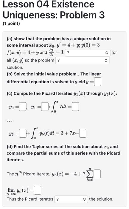 Solved Lesson 04 Existence Uniqueness: Problem 3 (1 point) | Chegg.com