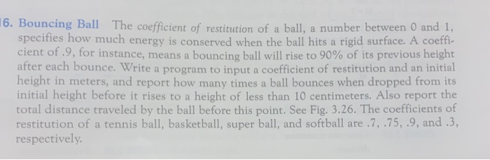 Solved 16. Bouncing Ball The coefficient of restitution of a | Chegg.com