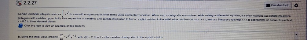 Solved 2.2.27 Question Help . Certain indefinite integrals | Chegg.com
