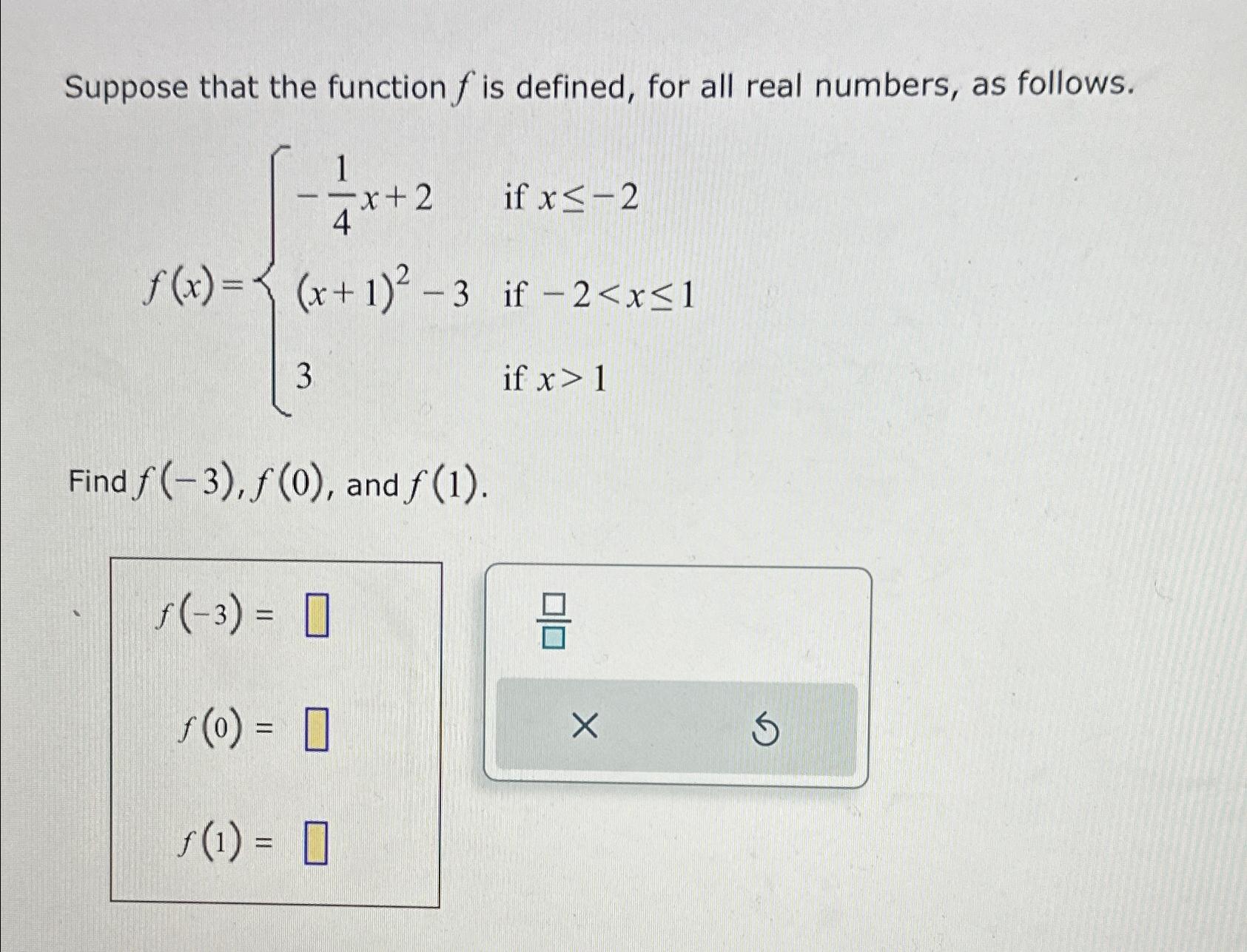 Solved Suppose that the function f ﻿is defined, for all real | Chegg.com
