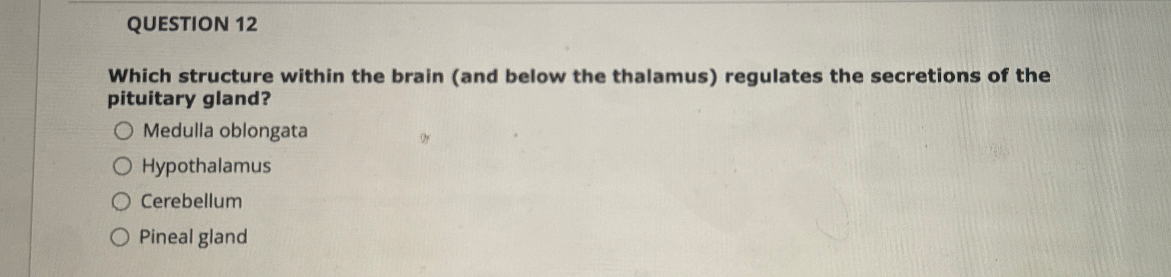 Solved QUESTION 12Which structure within the brain (and | Chegg.com