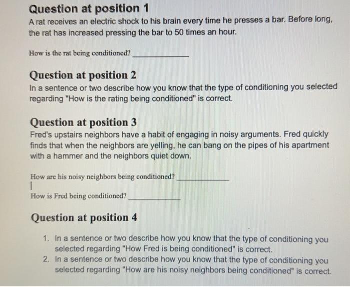 Solved identify the type of operant conditioning that is | Chegg.com