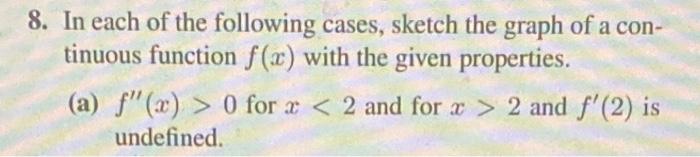 Solved 8. In each of the following cases, sketch the graph | Chegg.com
