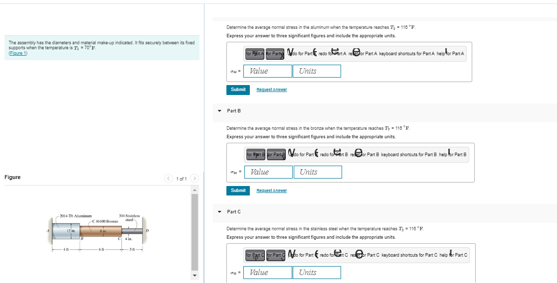 Solved The assembly has the diameters and material make-up | Chegg.com