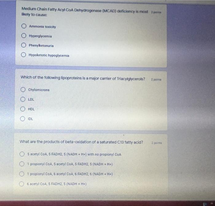 Solved Medium Chain Fatty Acyl CoA Dehydrogenase (MCAD) | Chegg.com