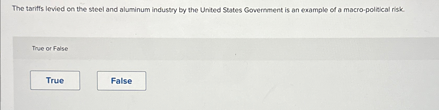 Solved The tariffs levied on the steel and aluminum industry | Chegg.com