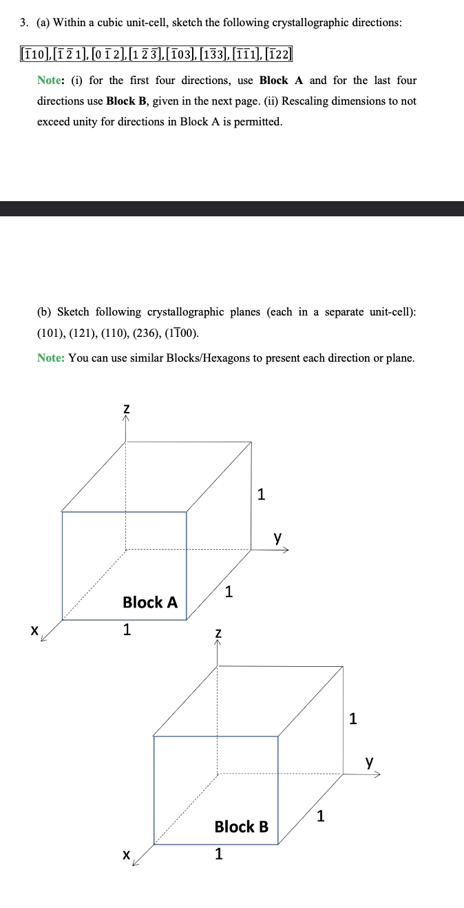 Solved (a) ﻿Within a cubic unit-cell, sketch the following | Chegg.com