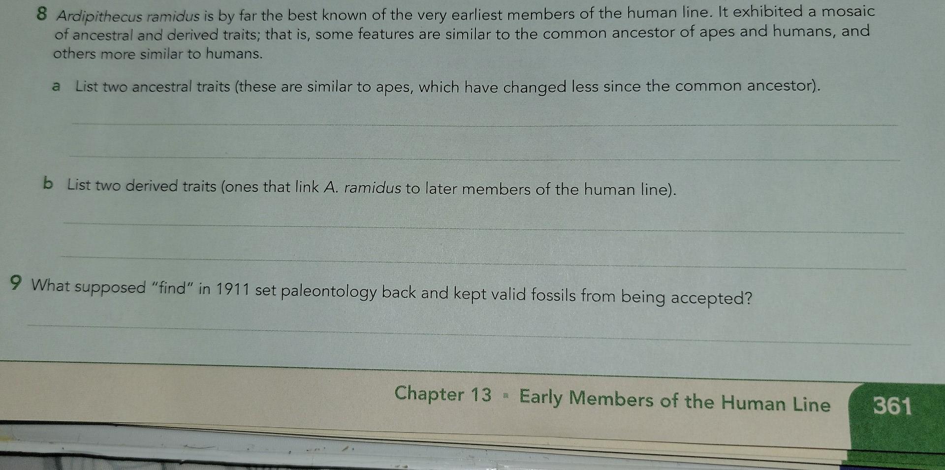 8 Ardipithecus ramidus is by far the best known of | Chegg.com