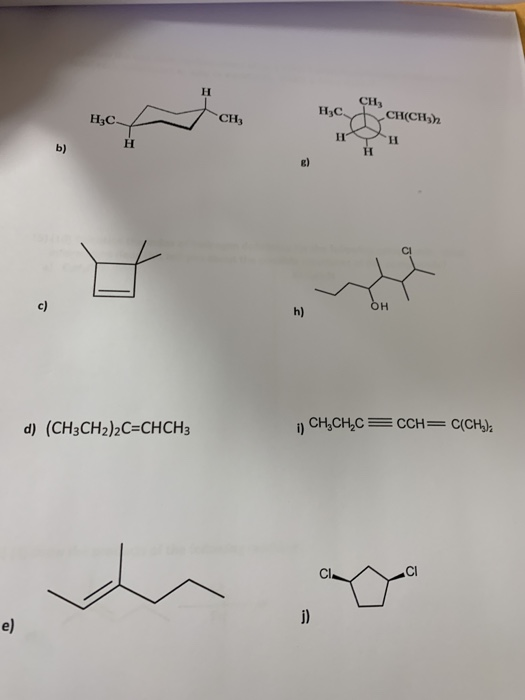 Solved H H d) (CH3CH2)2C=CHCH3 1) CH,CH,C= CCH=C(CH), | Chegg.com