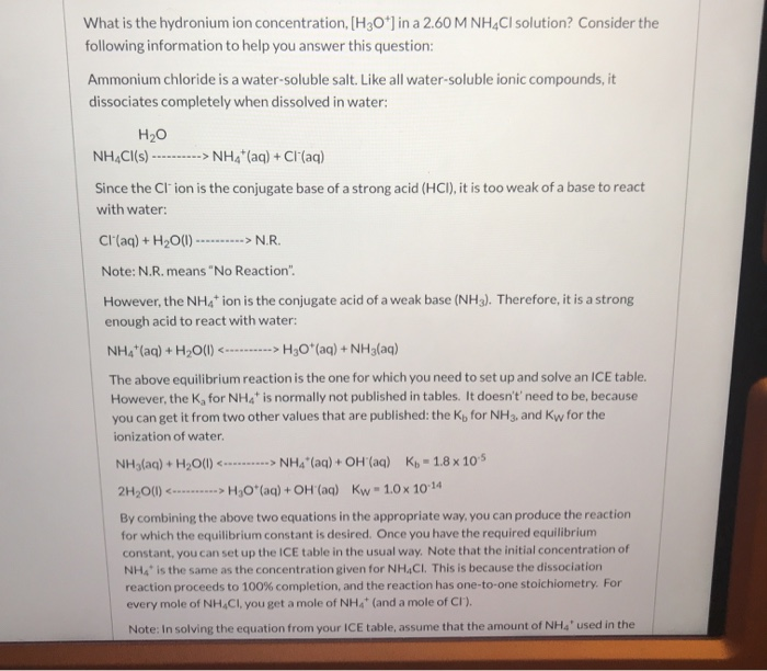 Solved What is the hydronium ion concentration, (H30*) in a | Chegg.com