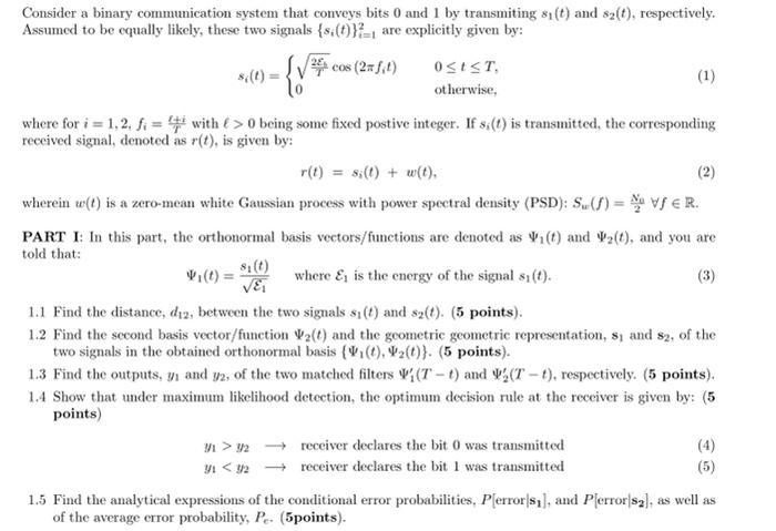 Solved Consider A Binary Communication System That 7600