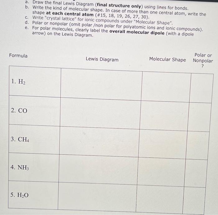 a. Draw the final Lewis Diagram (final structure | Chegg.com