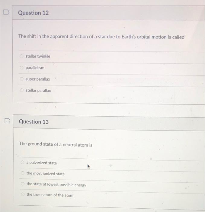 Solved Question 12 The shift in the apparent direction of a | Chegg.com