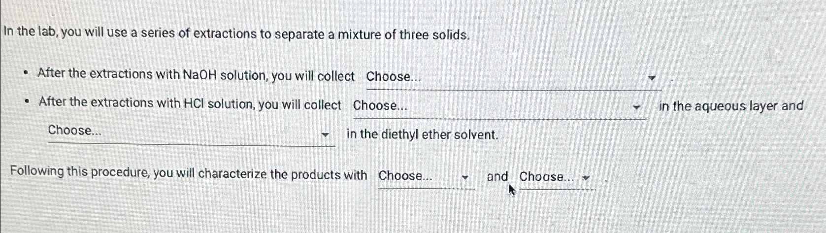 Solved In the lab, you will use a series of extractions to | Chegg.com