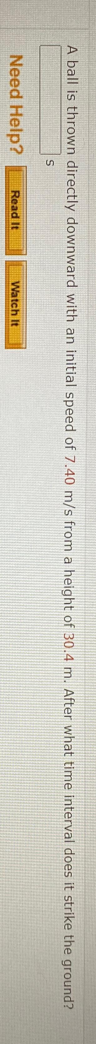 Solved A ball is thrown directly downward with an initial | Chegg.com