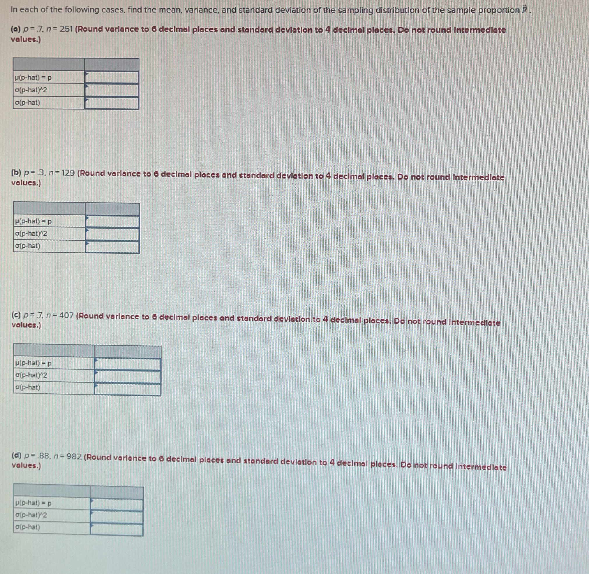 Solved In each of the following cases, find the mean, | Chegg.com