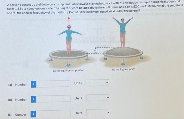 Solved A person bounces up and down on a trampoline, while | Chegg.com