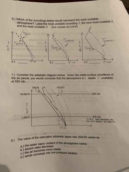 Solved How would represent the most unstable 6.) Which of | Chegg.com
