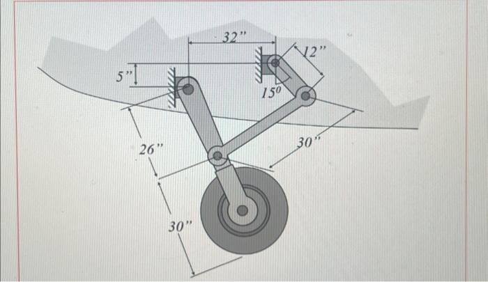 Solved 1. For the landing gear mechanism shown in the | Chegg.com