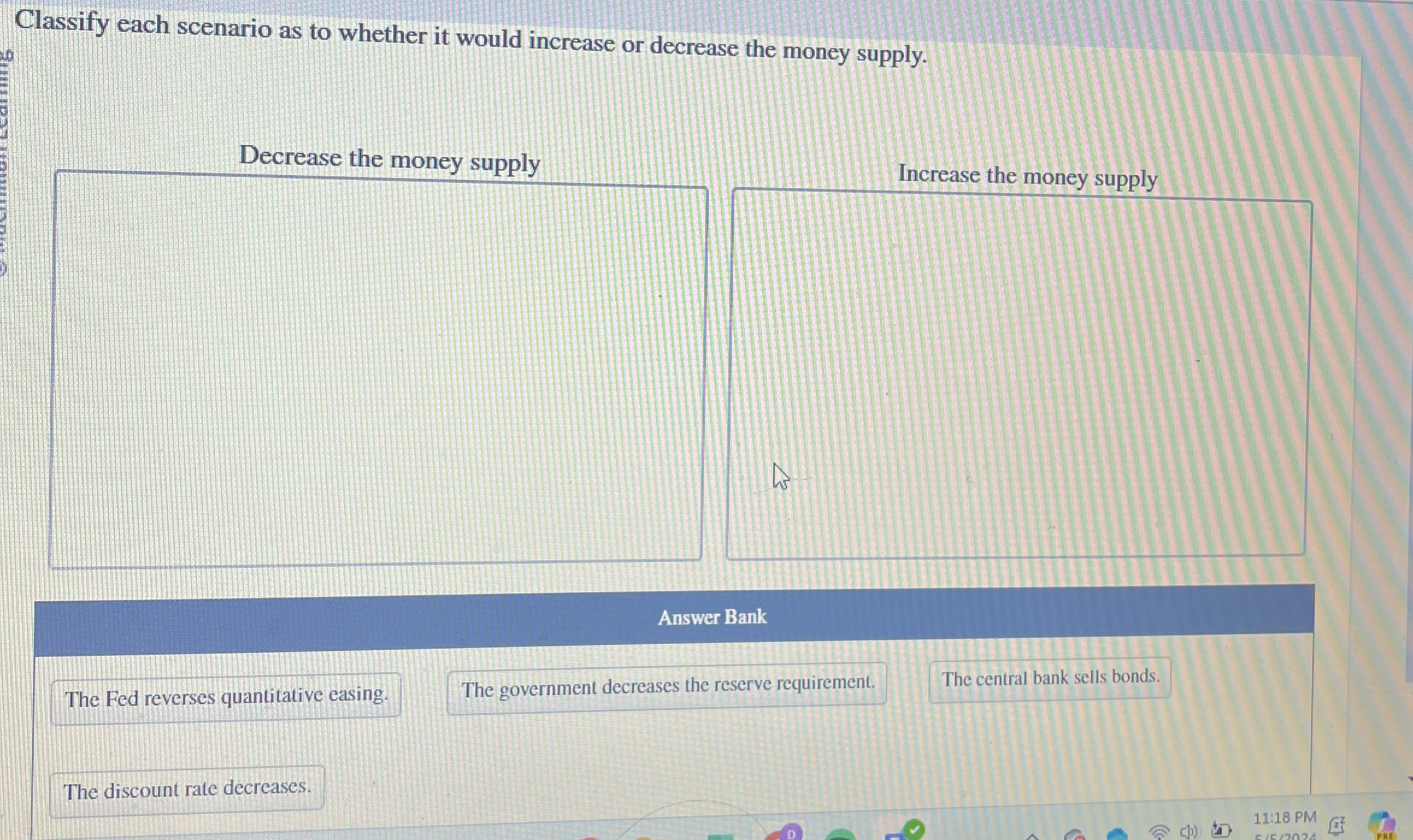 Solved Classify each scenario as to whether it would | Chegg.com