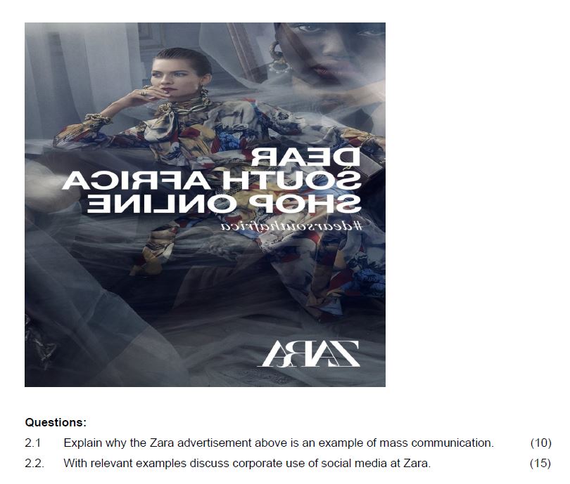 Solved Questions:2.1 ﻿Explain why the Zara advertisement | Chegg.com