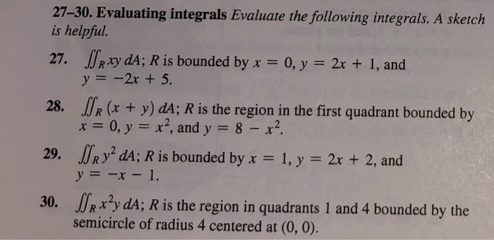 Solved 27-30. Evaluating integrals Evaluate the following | Chegg.com