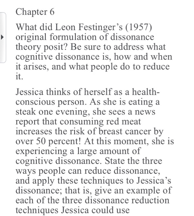 Solved Chapter 6 What did Leon Festinger's (1957) original | Chegg.com