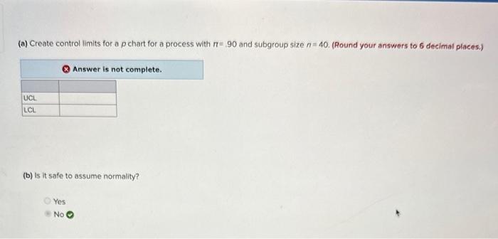 Solved Create control limits for a p chart for a process | Chegg.com