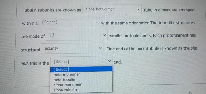 Solved Tubulin subunits are known as alpha-beta dimer | Chegg.com