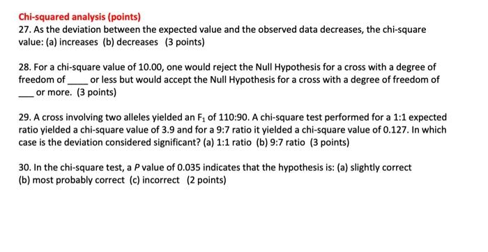 Solved Chi-squared analysis (points) 27. As the deviation | Chegg.com