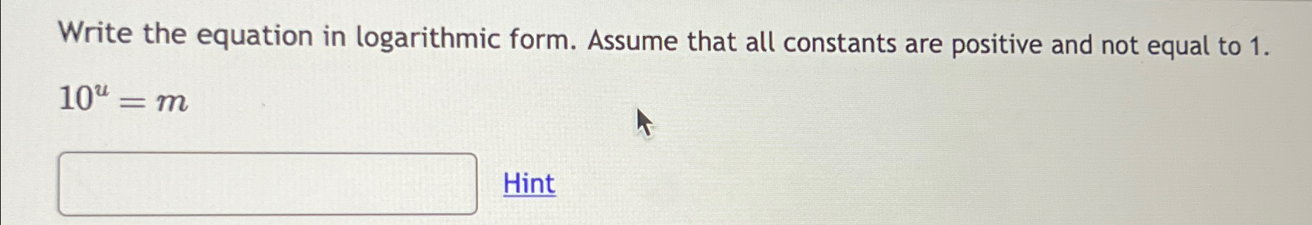 Solved Write the equation in logarithmic form. Assume that | Chegg.com