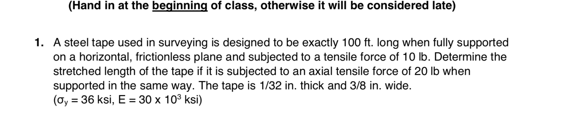 Solved (Hand in at the beginning of class, otherwise it will | Chegg.com