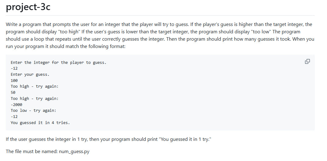 Solved project-3c Write a python program that prompts the | Chegg.com