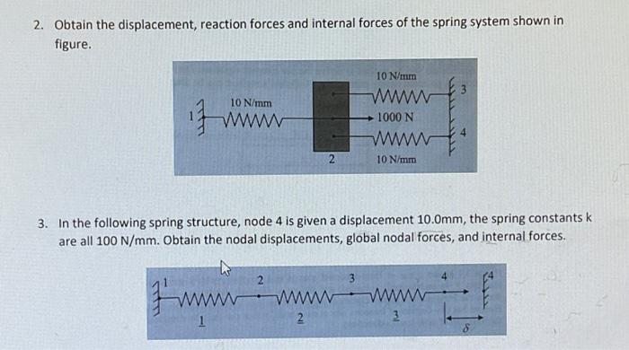 Solved 2. Obtain the displacement, reaction forces and | Chegg.com