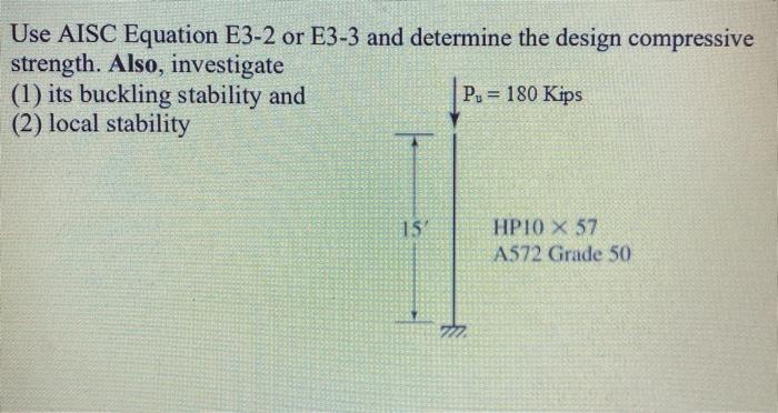 Solved Use AISC Equation E3-2 or E3-3 and determine the | Chegg.com