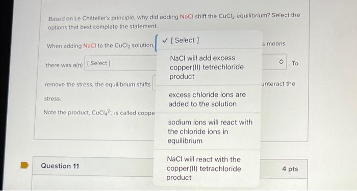 Solved Based on Le Chatelier's principle, why did adding | Chegg.com