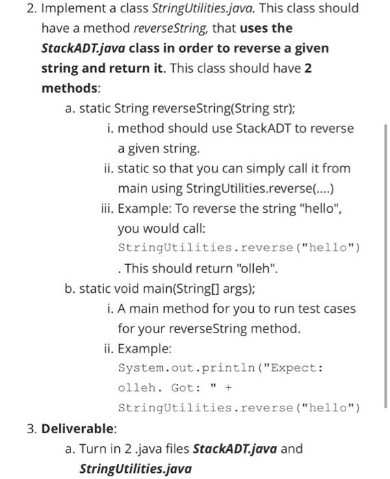 Solved 1 Implement A Class Stackadtjava A Stack That 5599