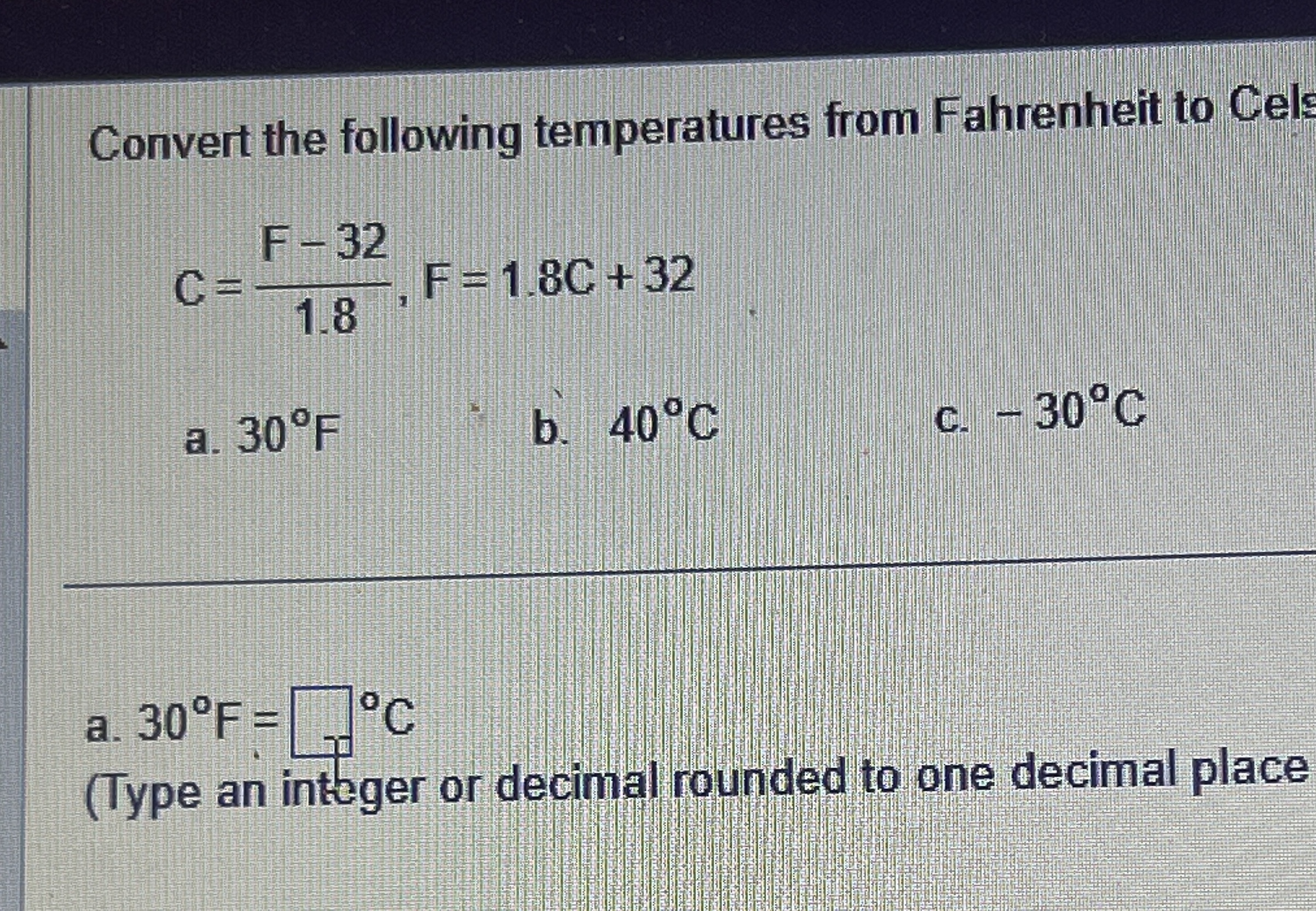 Solved Convert the following temperatures from Fahrenheit to | Chegg.com